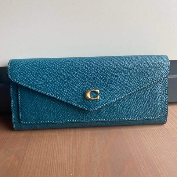 Coach | Bags | Coach Leather Wyn Soft Wallet Deep Turquoise | Poshmark